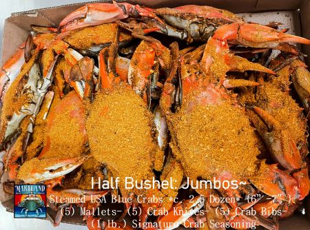 [STEAMED]- Half Bushel Steamed Maryland Hard shell Blue Crabs. Includes ...